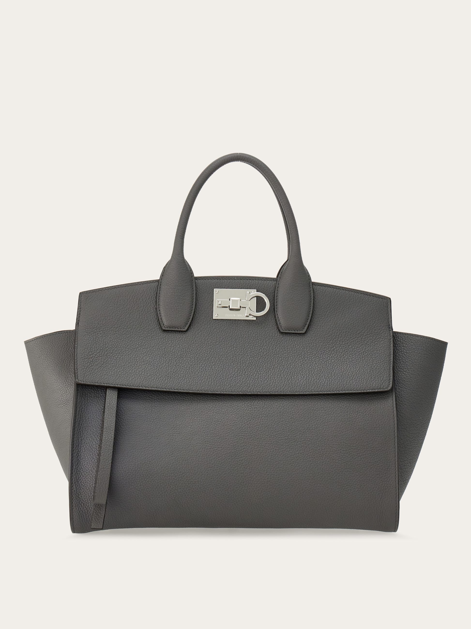 Ferragamo The Small Studio Soft Leather Top Handle Bag In Grey | ModeSens